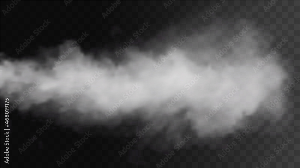Vector isolated smoke PNG. White smoke texture on a transparent black ...