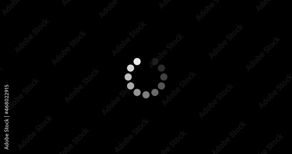 Loading Circle Animation. Charging icon with black background, loading ...