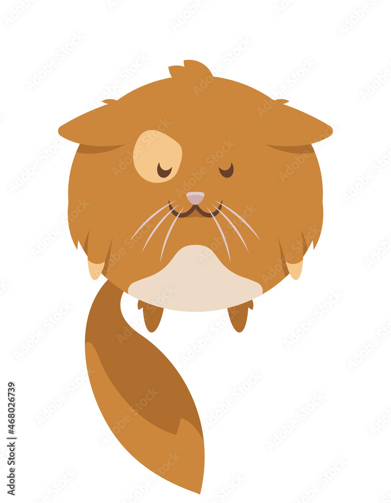 Sad round cat. Pet in cartoon style Stock Vector | Adobe Stock
