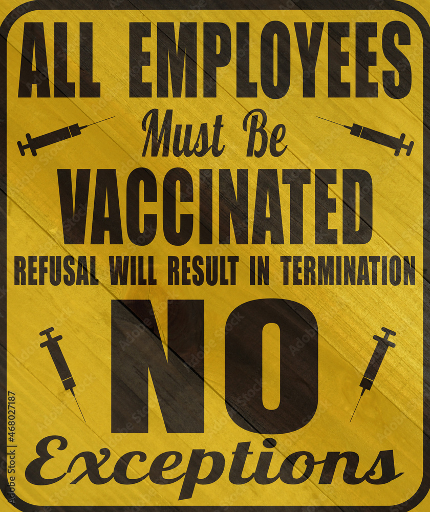 Vaccination is required sign on wood grain texture Stock Illustration ...