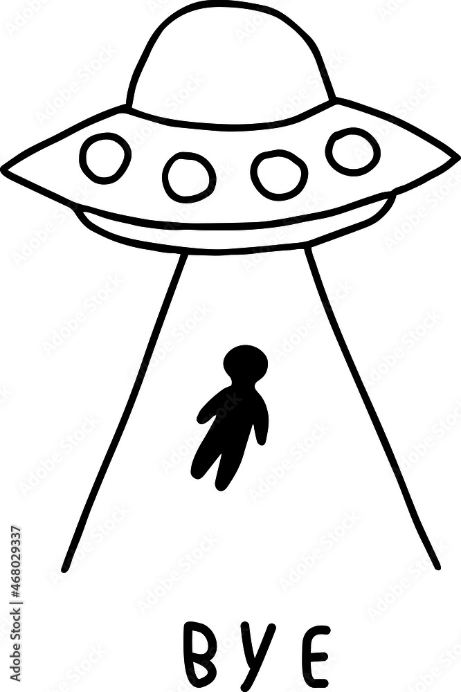 Vector Illustration of UFO abduction bye, Designs and cut files for ...