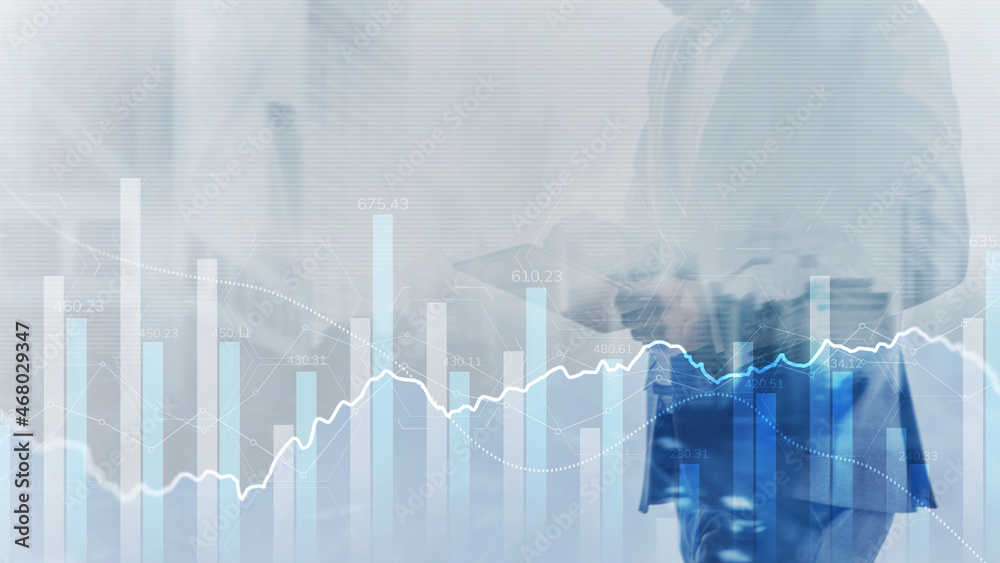 Universal financial background in blue for your presentation or website ...