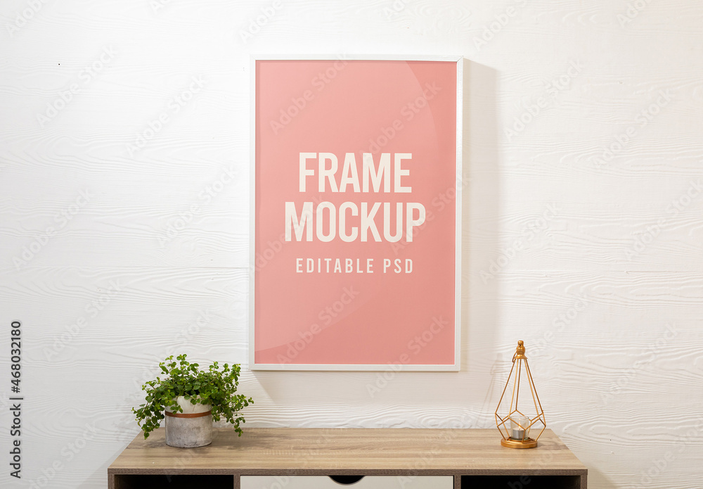 Frame on Wall Mockup Stock Template | Adobe Stock