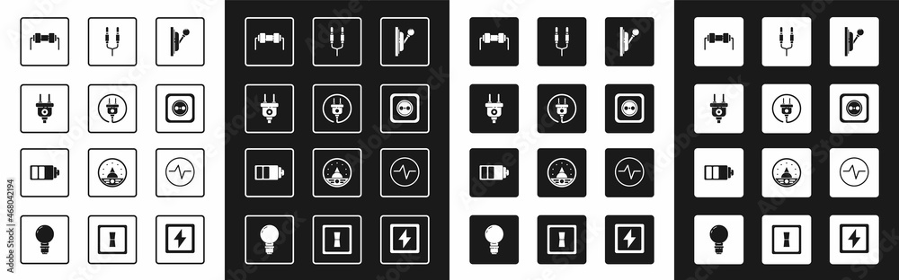 Set Electrical panel, plug, Resistor electricity, outlet, Audio jack ...