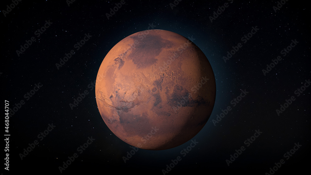 MARS in space CG image from real elements (stars & planetary surface ...