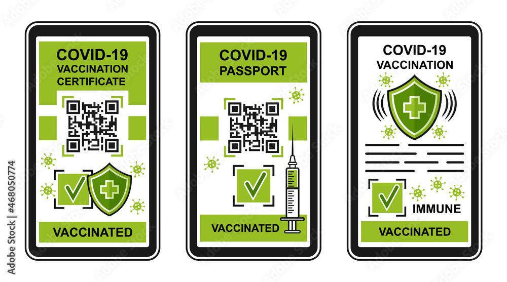 Covid-19 vaccination certificate or vaccine passport, digital green ...