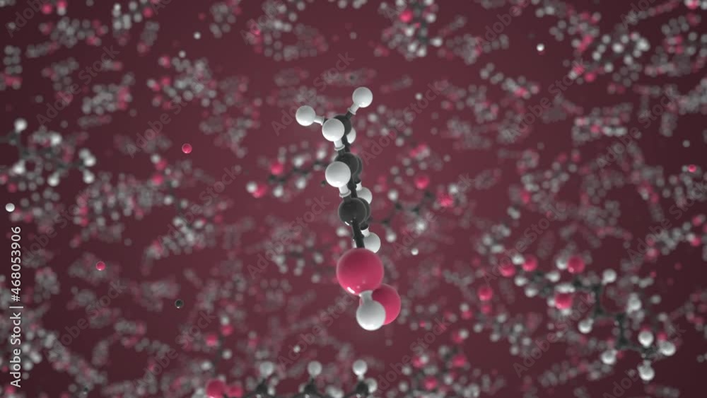 Sorbic acid molecule, scientific molecular model, looping 3d animation ...