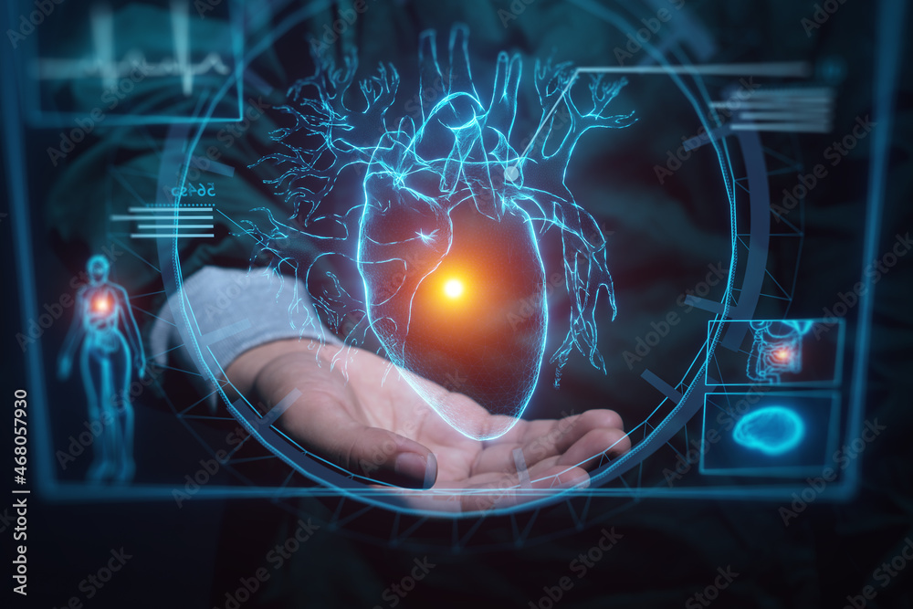 Foto de Human heart hologram user interface screen infographic ...