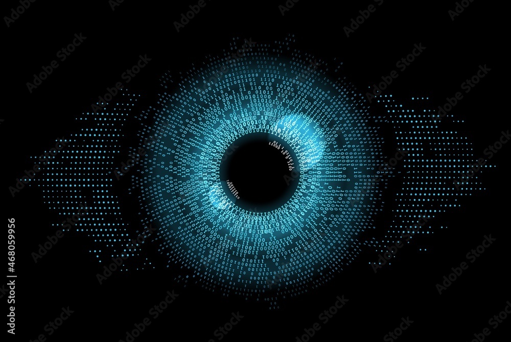 Digital eye, data network and cyber security technology, vector background. Futuristic tech of ...
