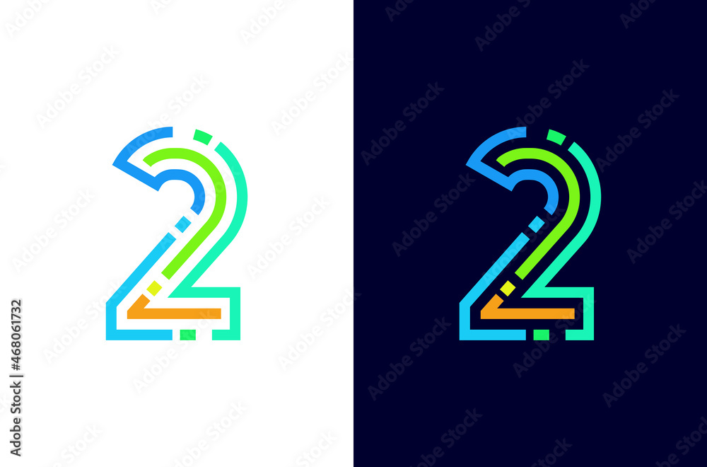 Number 2 digital logo with colorful line Stock Vector | Adobe Stock
