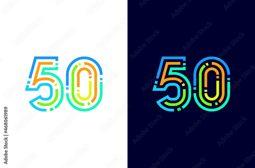 Number 50 digital logo with colorful line Stock Vector | Adobe Stock
