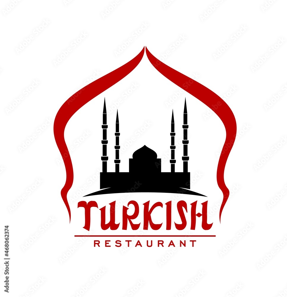 Turkish restaurant icon, Turkey cuisine foo and Istanbul cafe vector ...
