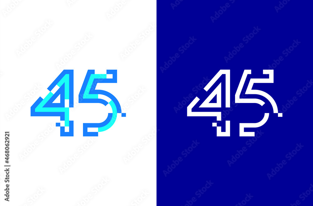 Number 45 digital logo. Numbers design with technology concept. Line ...