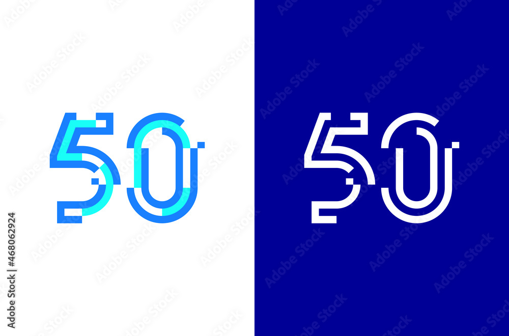 Number 50 digital logo. Numbers design with technology concept. Line ...