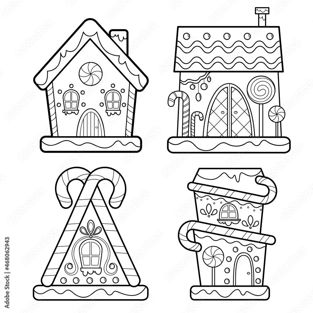 Gingerbread House Clip Art Black And White