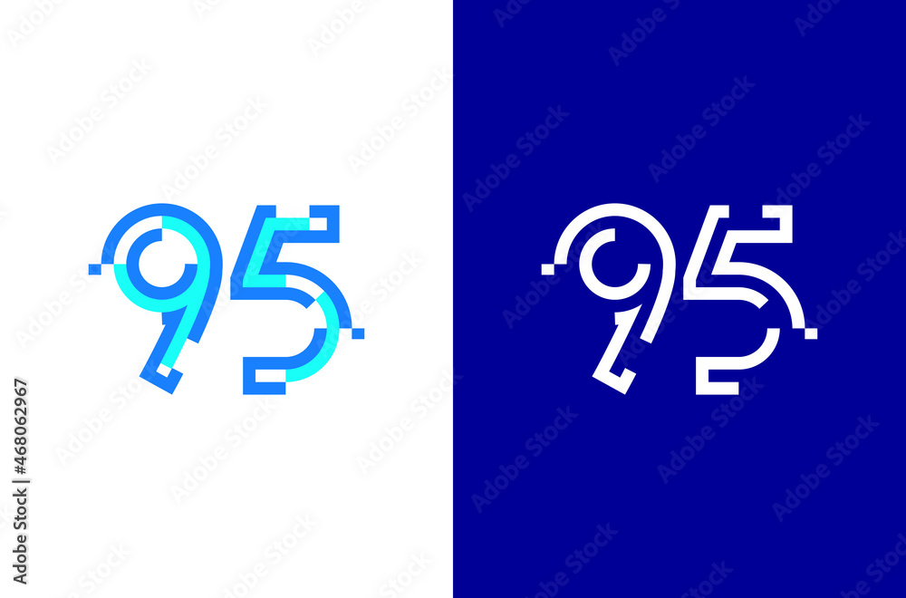 Number 95 digital logo. Numbers design with technology concept. Line ...