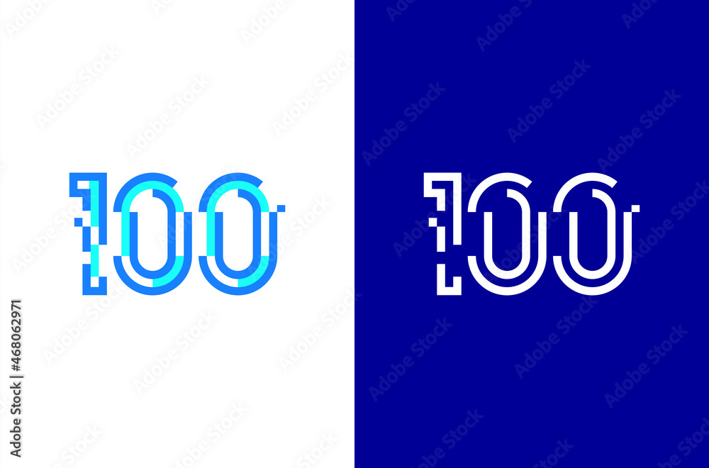 Number 100 digital logo. Numbers design with technology concept. Line ...