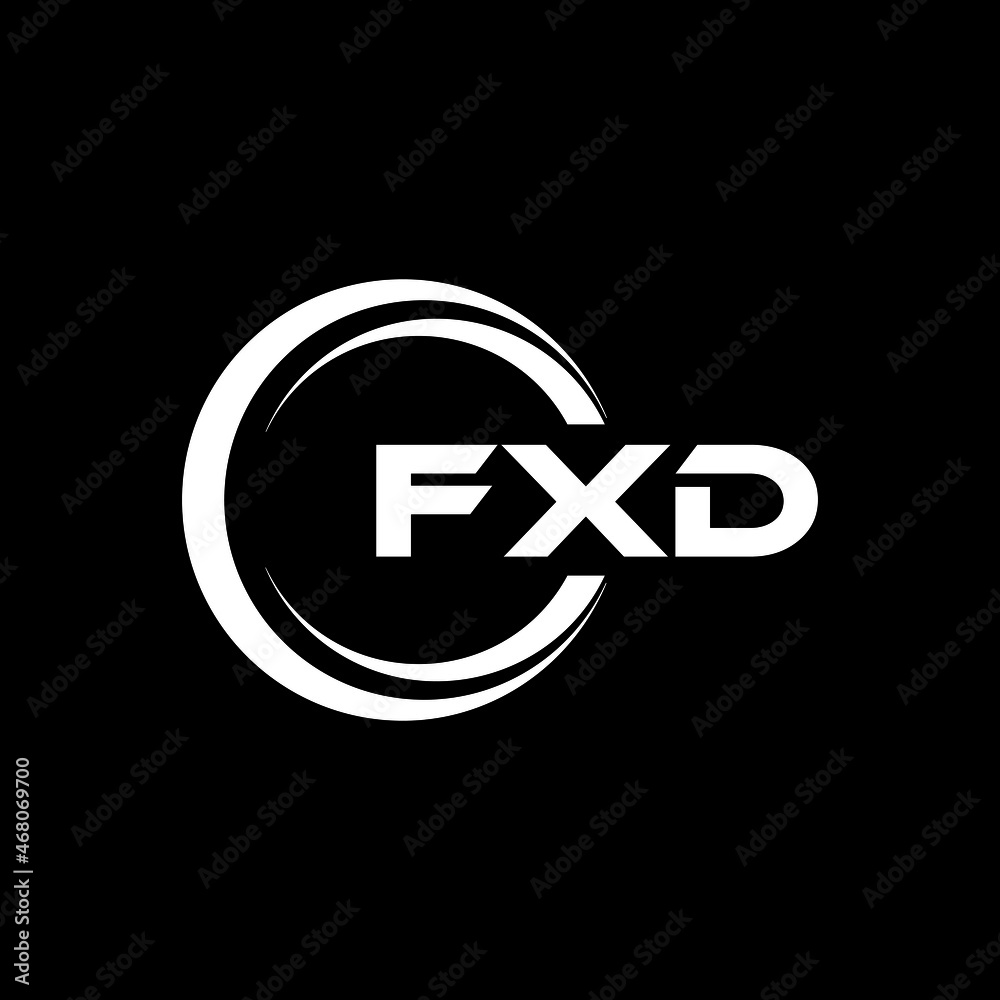 FXD letter logo design with black background in illustrator, vector ...