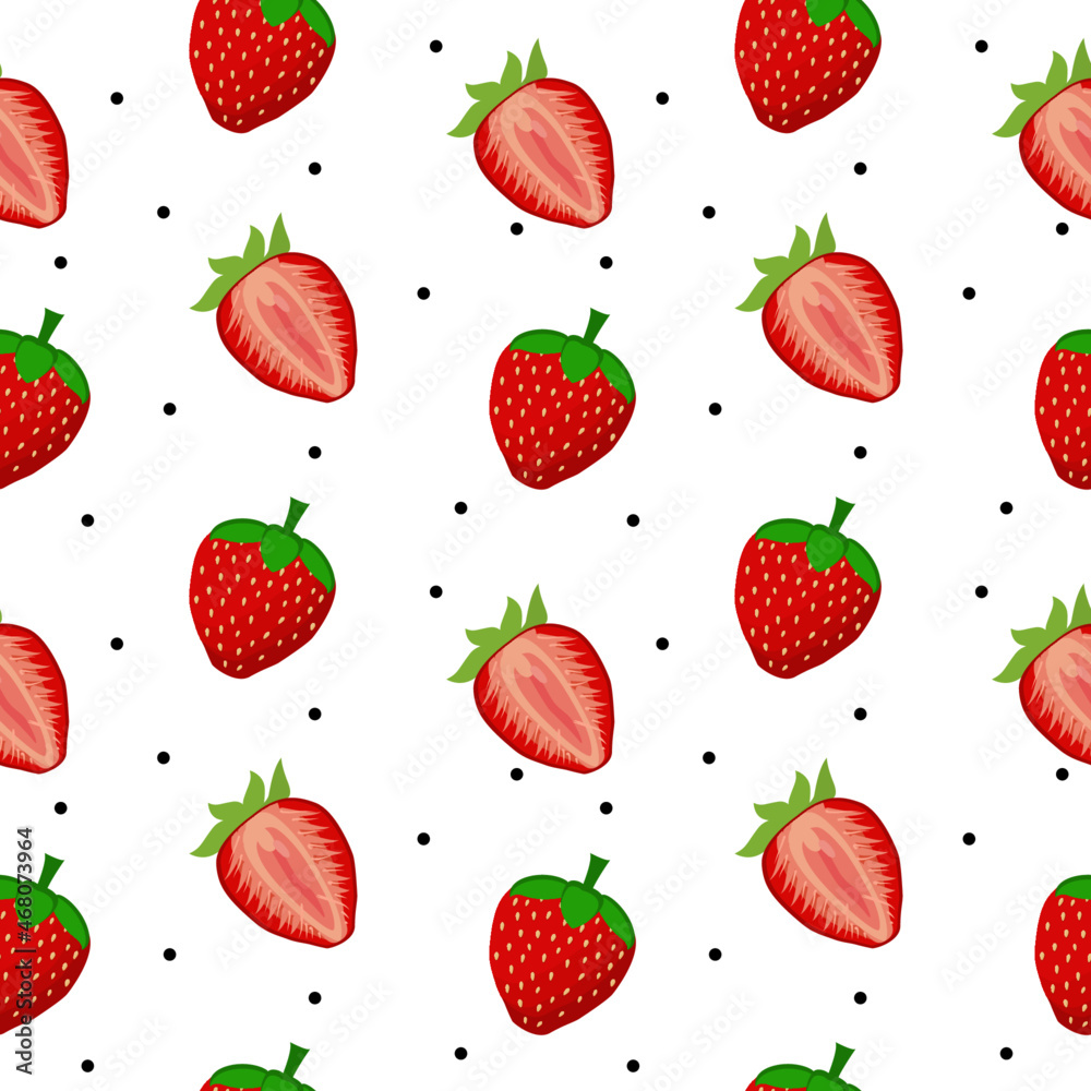 Cute strawberry seamless pattern vector on white Background design for ...