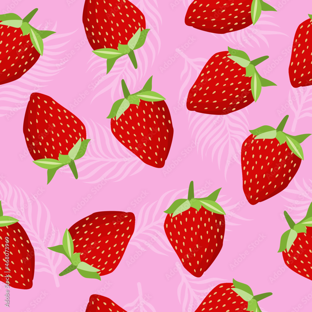 Cute strawberry seamless pattern vector on pink Background design for ...