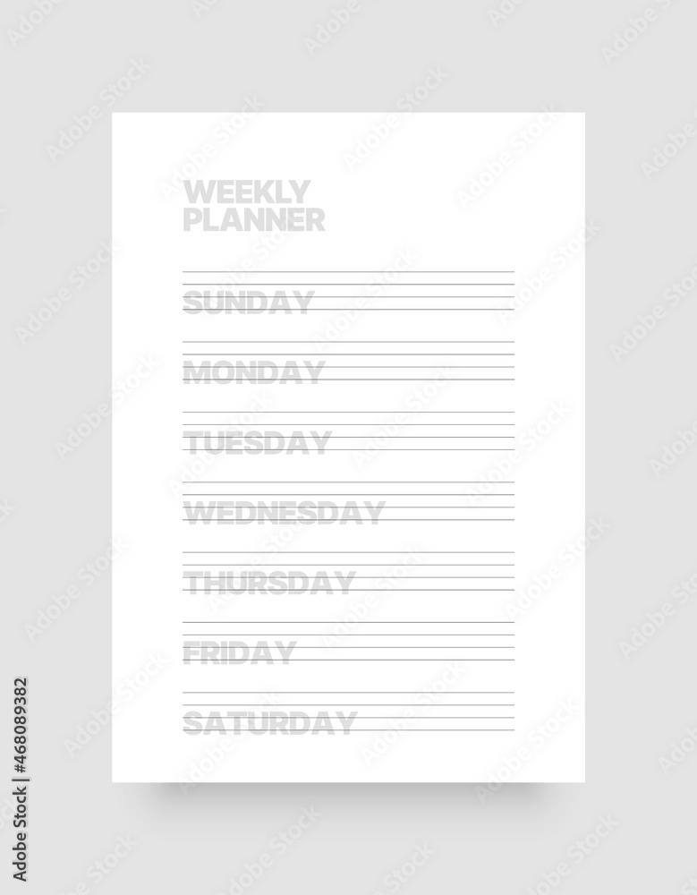 Printable weekly planner template. Business organizer page for ...