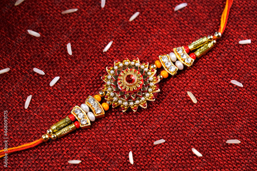 Indian festival: Raksha bandhan Raakhi with sweets gifts flowers and ...