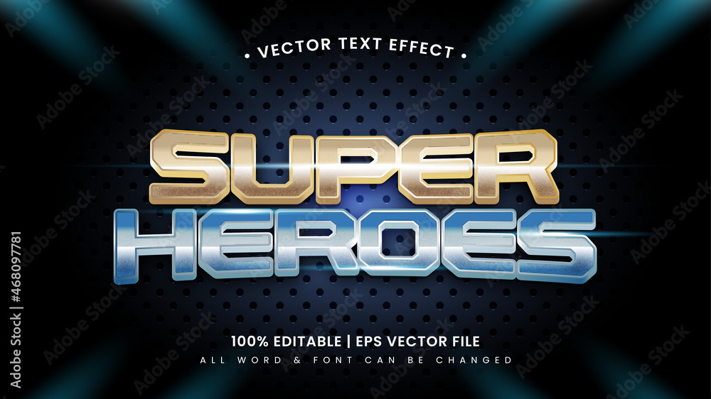 Super heroes metal 3d text style effect. Editable illustrator text ...
