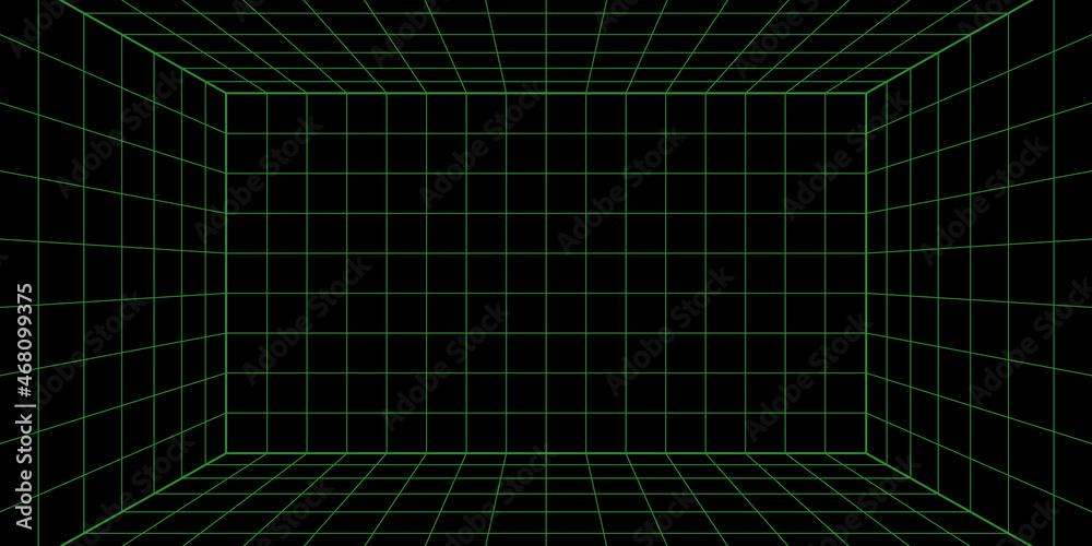 3d wireframe grid room. 3d perspective laser grid 16 9.. Cyberspace ...
