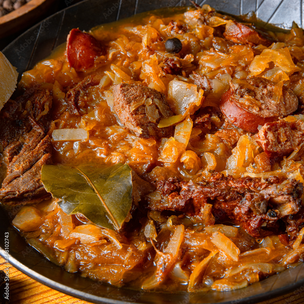 Poster Polish bigos cooked according to an old recipe with wine and plum – Muurposter | Europosters