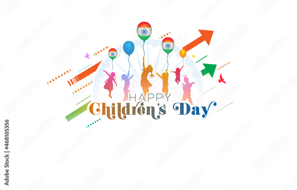 illustration of childrens day celebration on 14th november kids with ...
