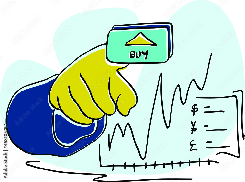 Buy Stocks flat Illustration Investing Business concept blue, yellow ...