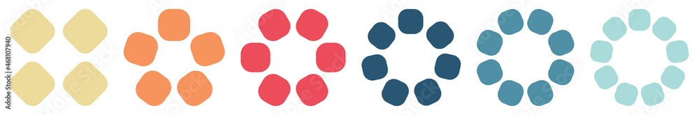 Small squares with round edges forming circle, version with four to ...