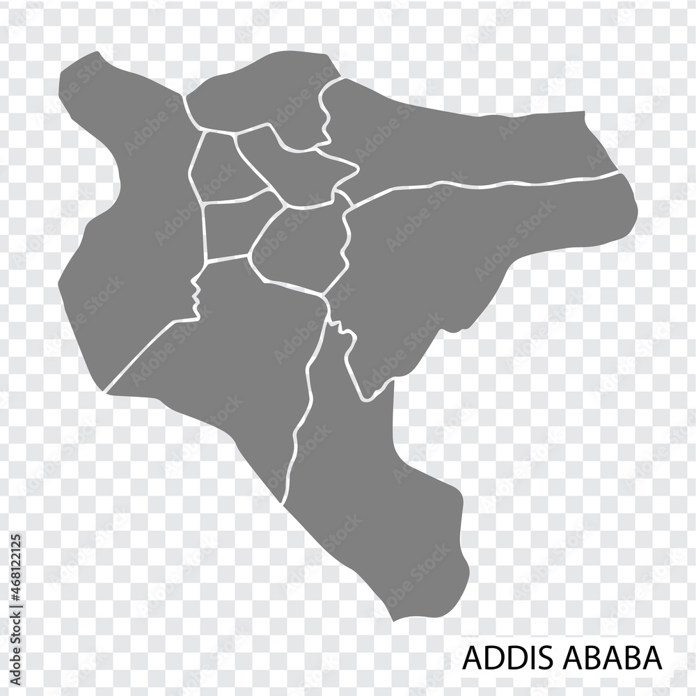 High Quality map of Addis Ababa is a city of Ethiopia, with borders of ...