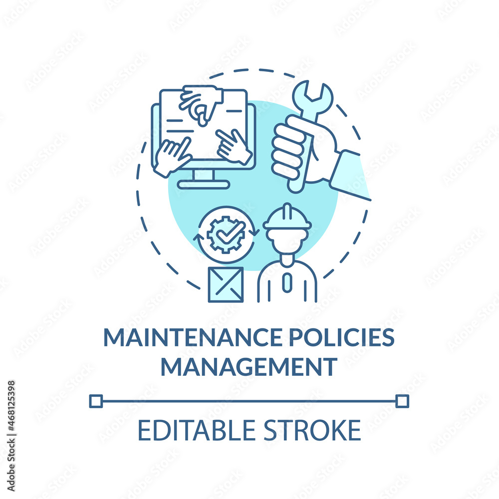Maintenance policies management blue concept icon. Control for ...