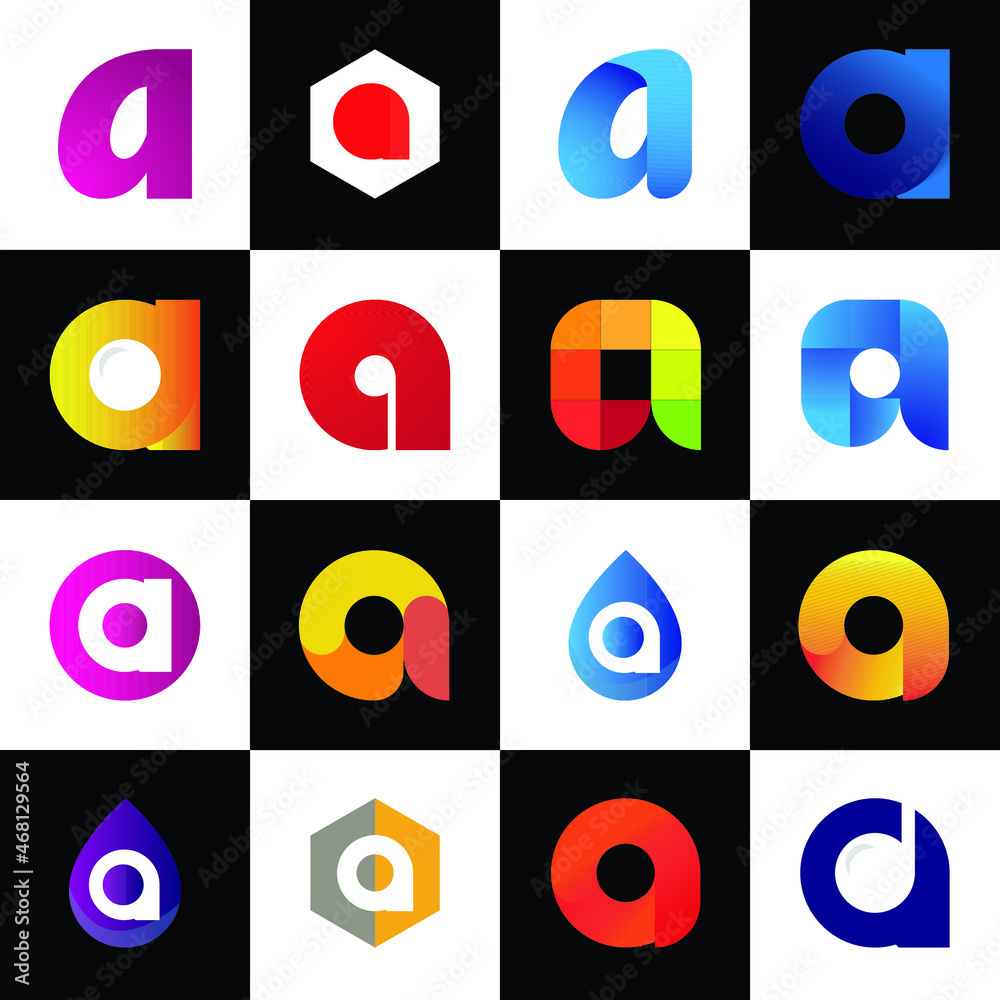Set of abstract Initial Letter A Logos and icons in Lowercase Letter ...