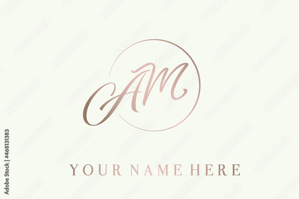 AM monogram logo.Calligraphic signature icon.Letter a and letter m ...