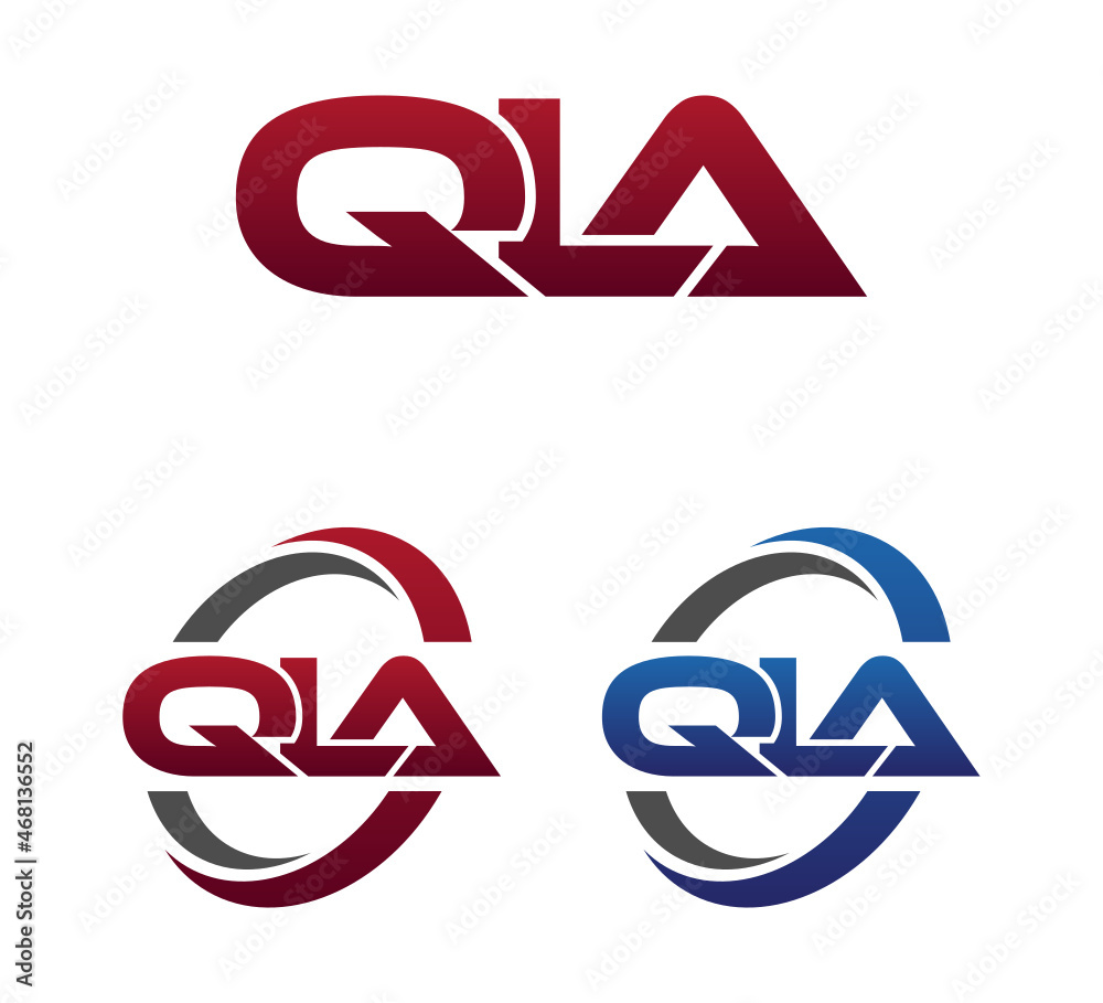 Modern 3 Letters Initial logo Vector Swoosh Red Blue QLA Stock Vector ...