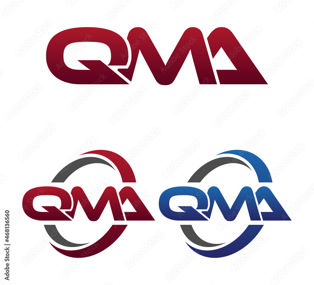 Modern 3 Letters Initial logo Vector Swoosh Red Blue QMA Stock Vector ...