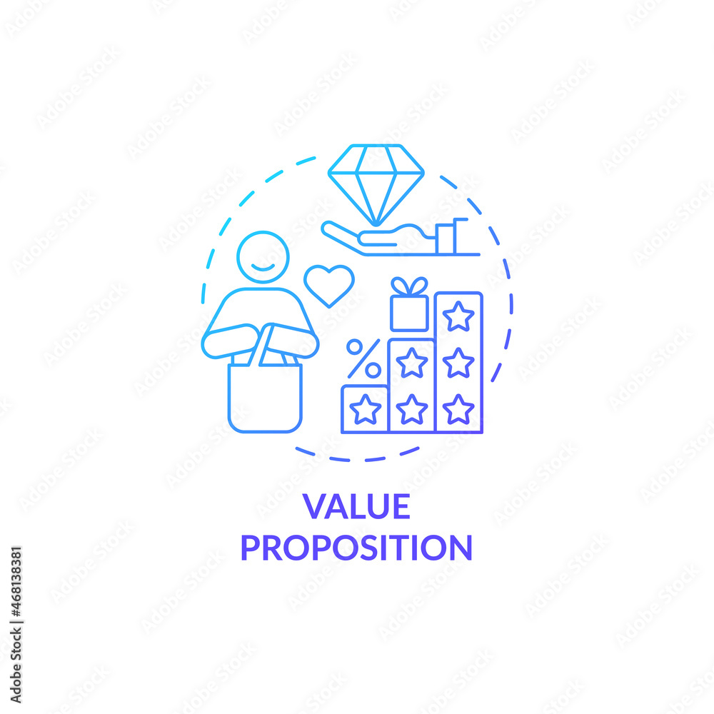 Value proposition blue gradient concept icon. Product quality promised ...