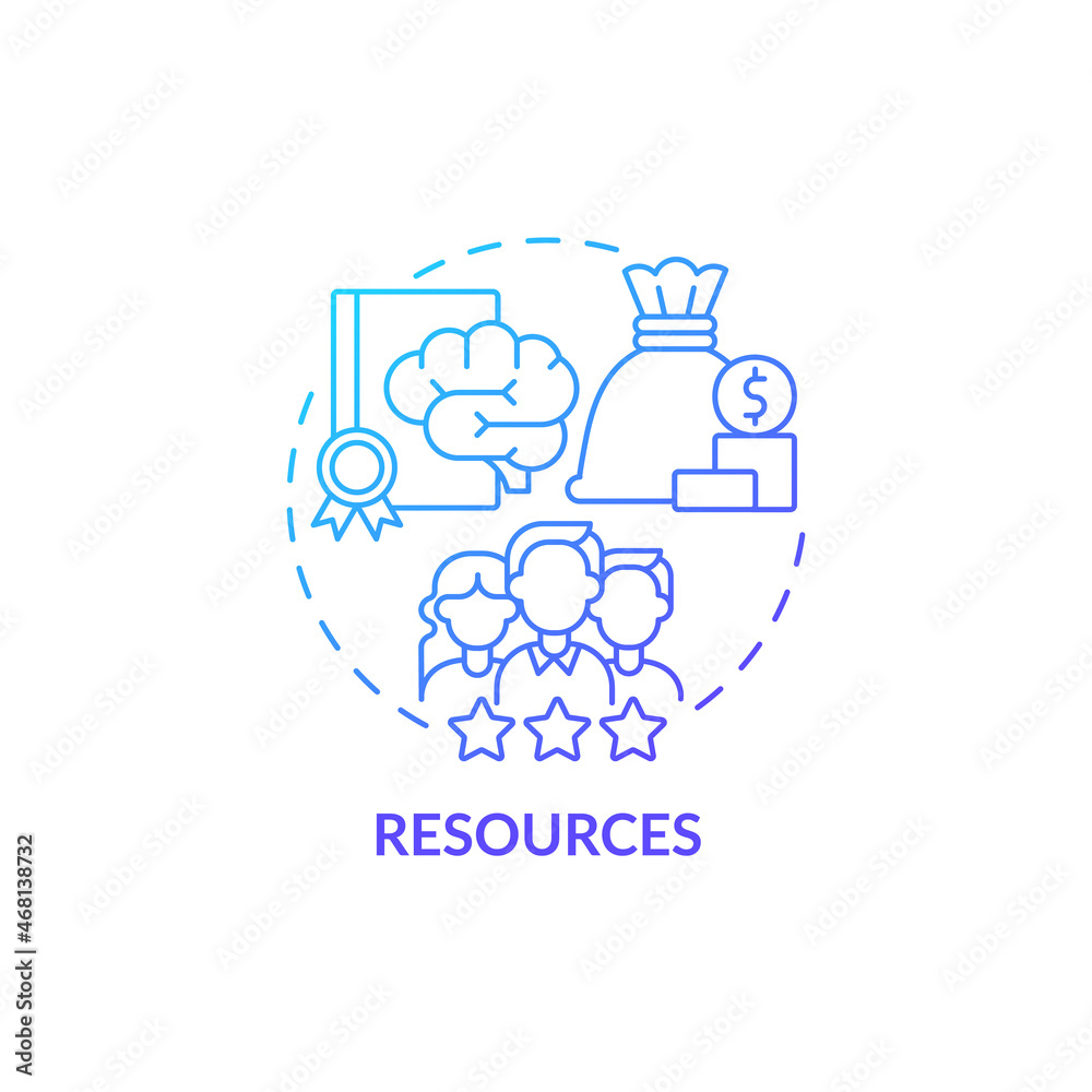 Resources blue gradient concept icon. Key components for corporate ...