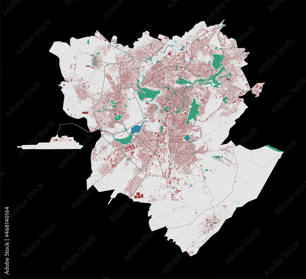 Vetor de Yerevan map. Detailed map of Yerevan city administrative area ...