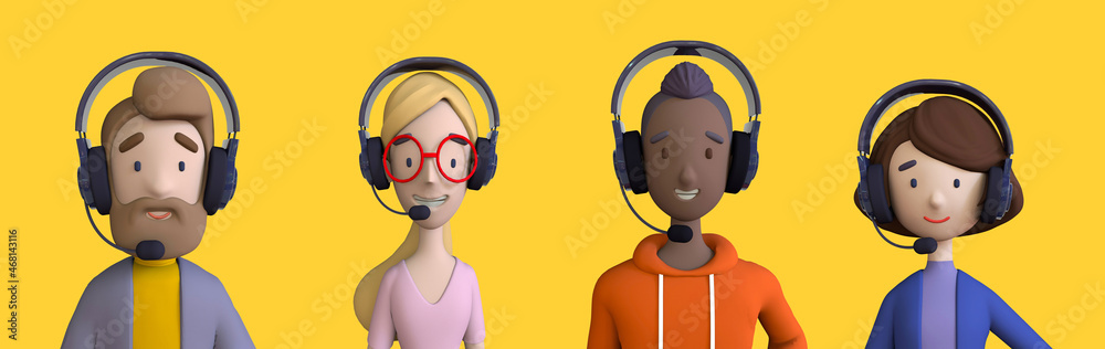 Call center agents avatars collection set. Call center, customer ...