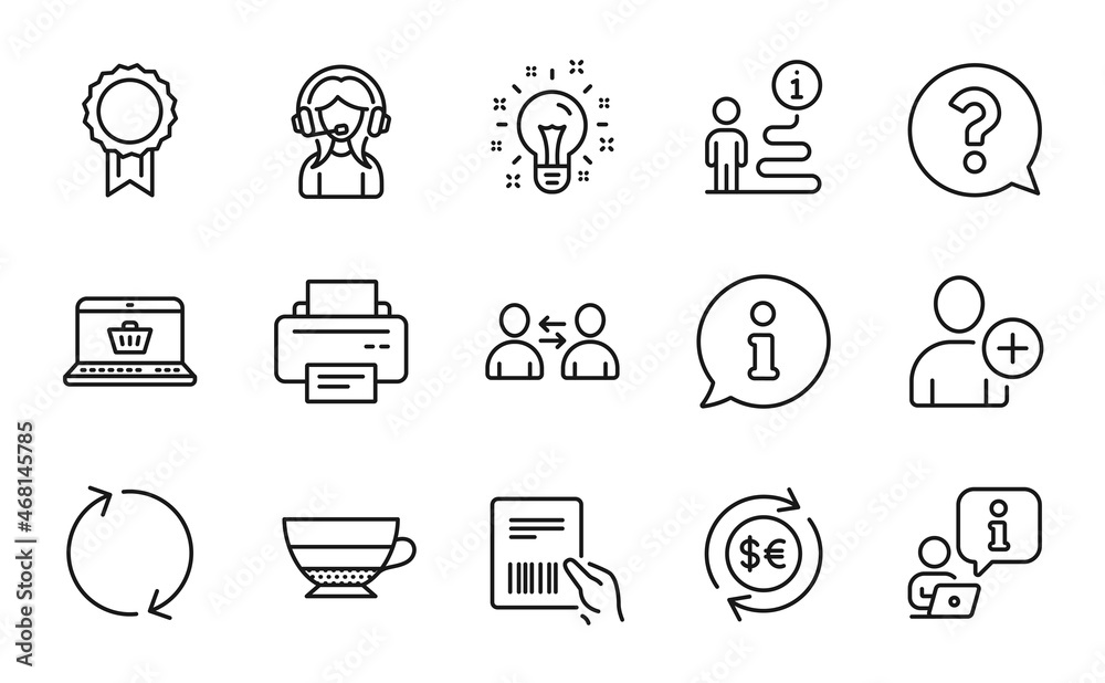 Line icons set. Included icon as Communication, Support, Americano ...