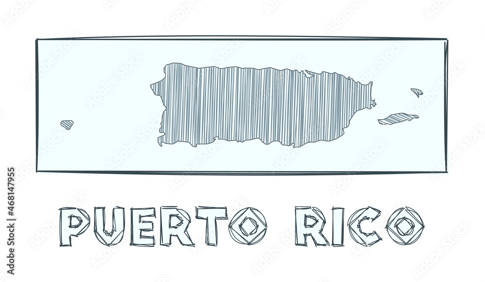 Stockvector Sketch map of Puerto Rico. Grayscale hand drawn map of the ...