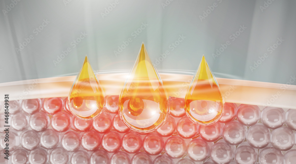 3d skin layer of the skin cell, skin cell microscope. 3d rendering ...