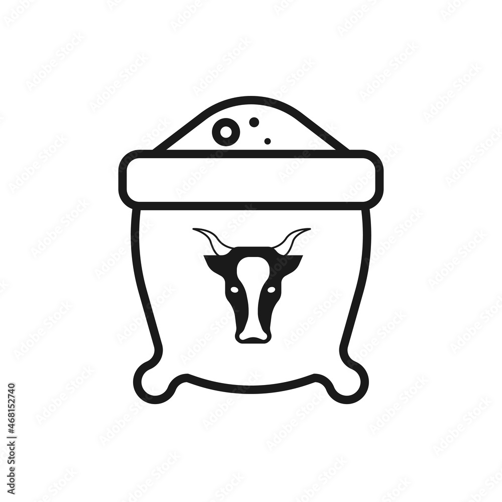 Animal feed, burlap bag design. Cattle, livestock, farm, vector design ...