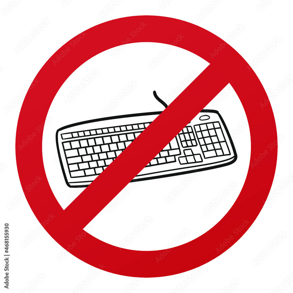 No Keyboard Symbol Isolated on White Background. Technology Device ...