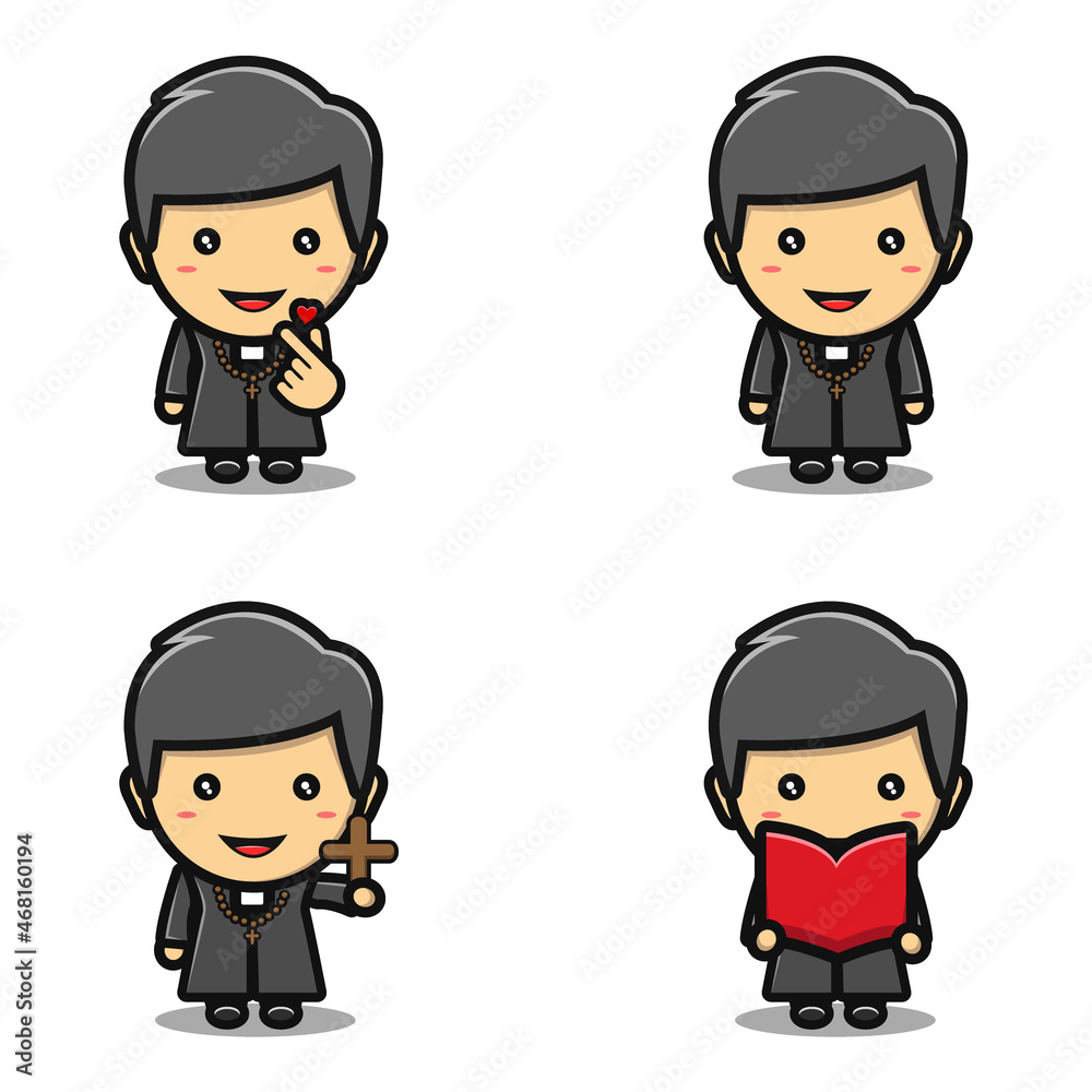 cute priest cartoon Stock Vector | Adobe Stock