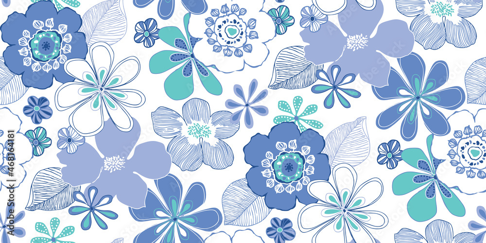 Seamless tiled flower repeat with a rotary spec repeat for print ...