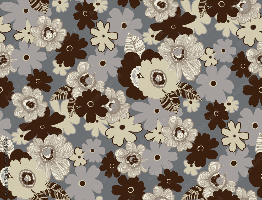 Seamless tiled flower repeat with a rotary spec repeat for print ...